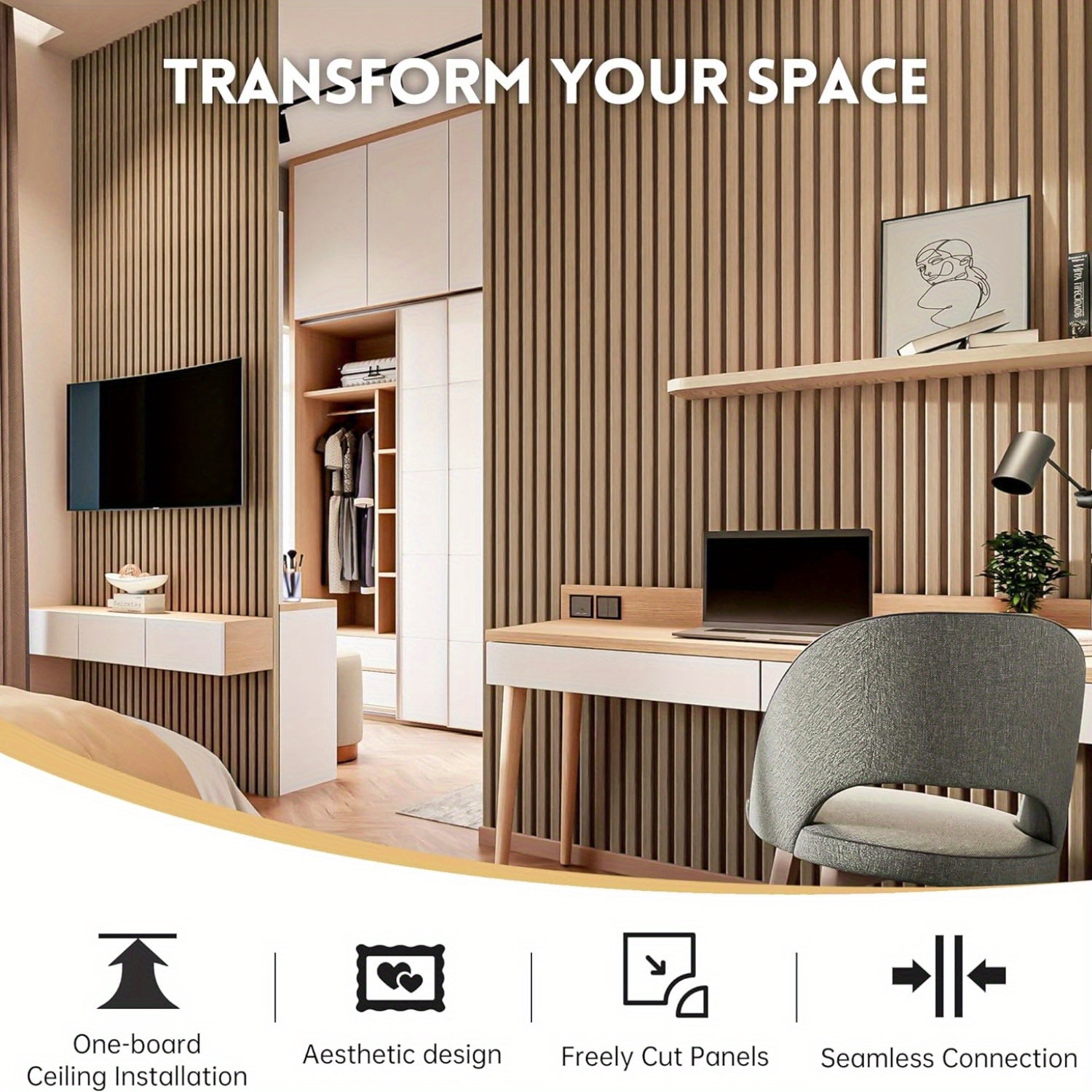 Sharkwoods Wood Panels For Wall And Ceiling, 94.5"×11" Wall Panels For ...