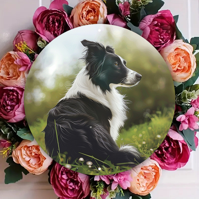 لافتة معدنية من الألومنيوم من Border Collie Dog تصميم إكليل - Temu Oman