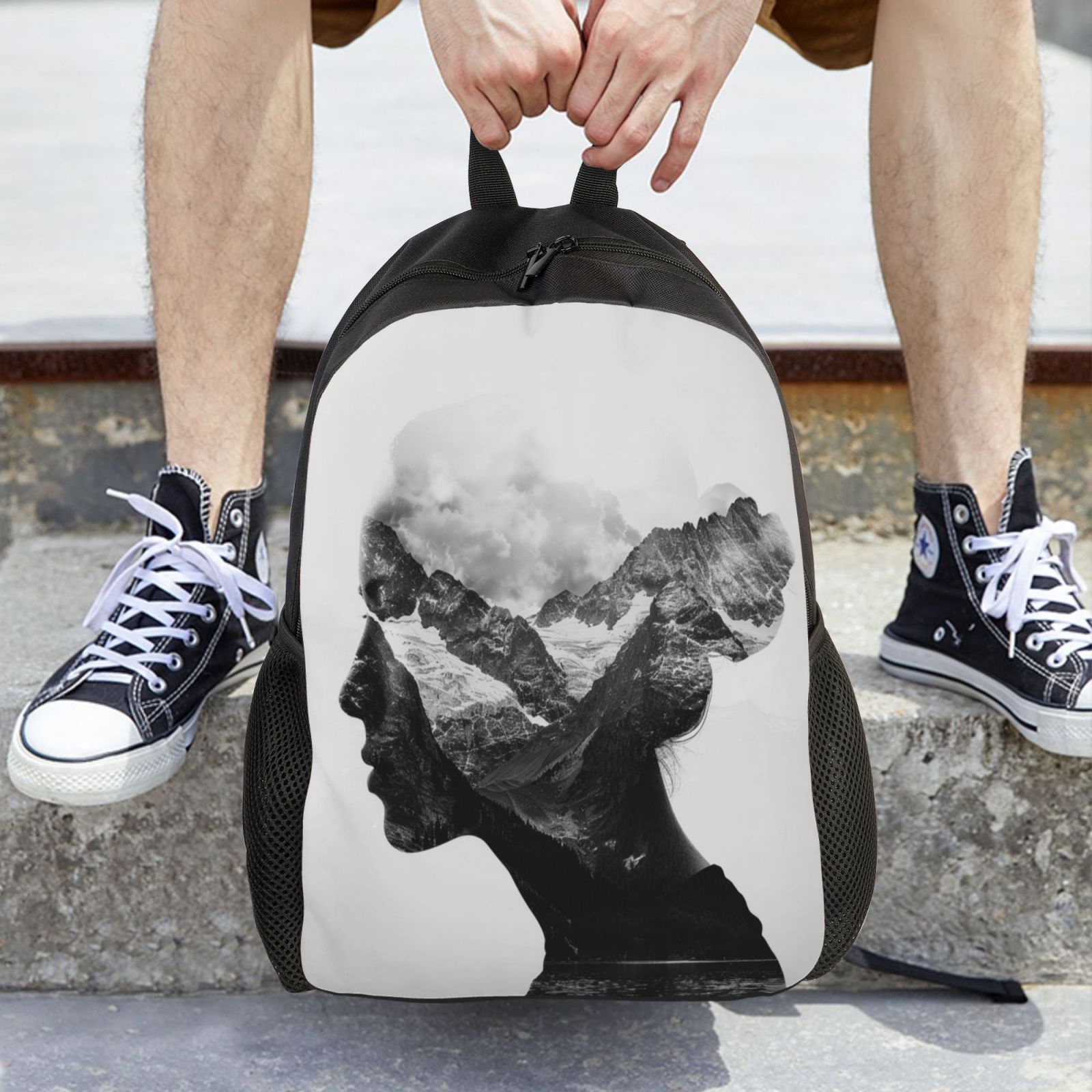 Street Style Backpack Meditation Lady Pattern Lightweight - Temu