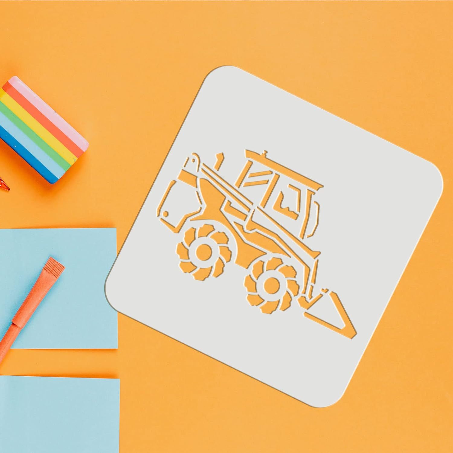 12pcs Construction Vehicle Stencils 7.9x7.9 Inch Reusable Truck ...