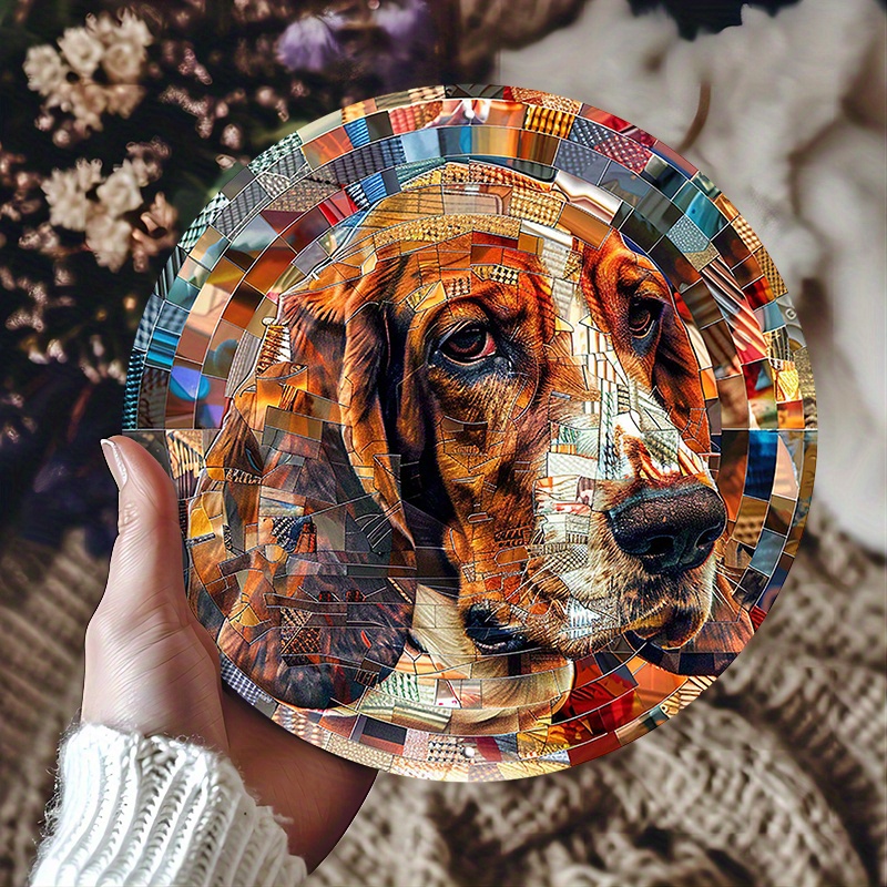 Basset Hound Metal Sign - 1pc 8" Round Aluminum Outdoor Sign For Garden ...