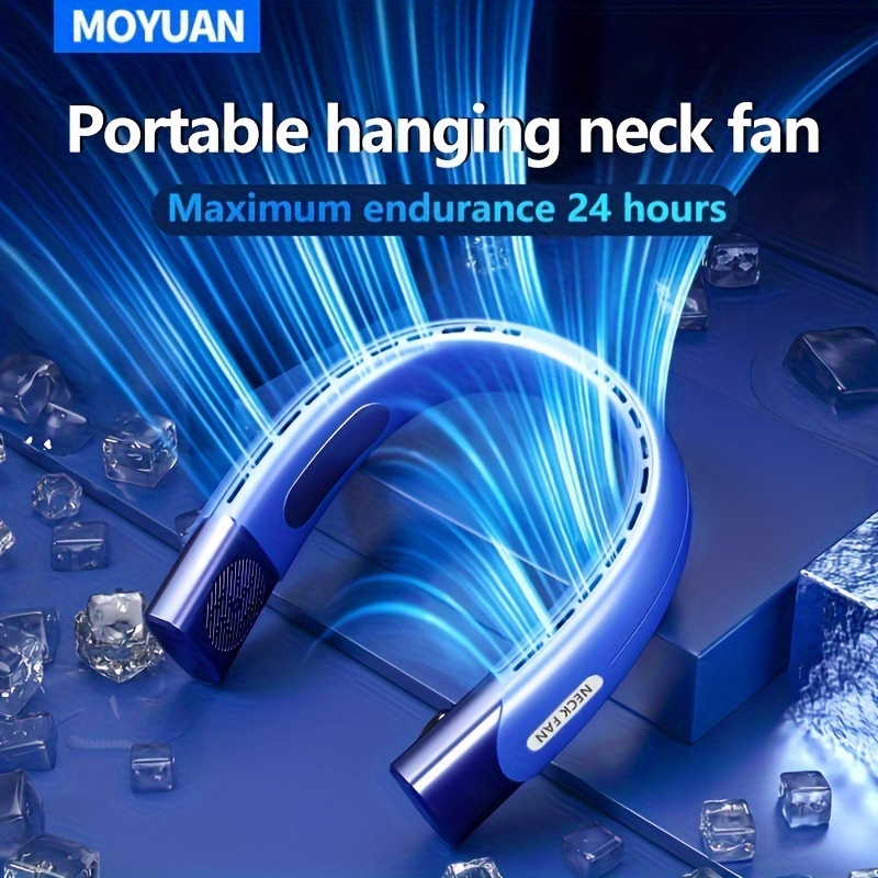 1pc Bladeless Portable Neck Fan With 4000mah Rechargeable Battery, Usb ...