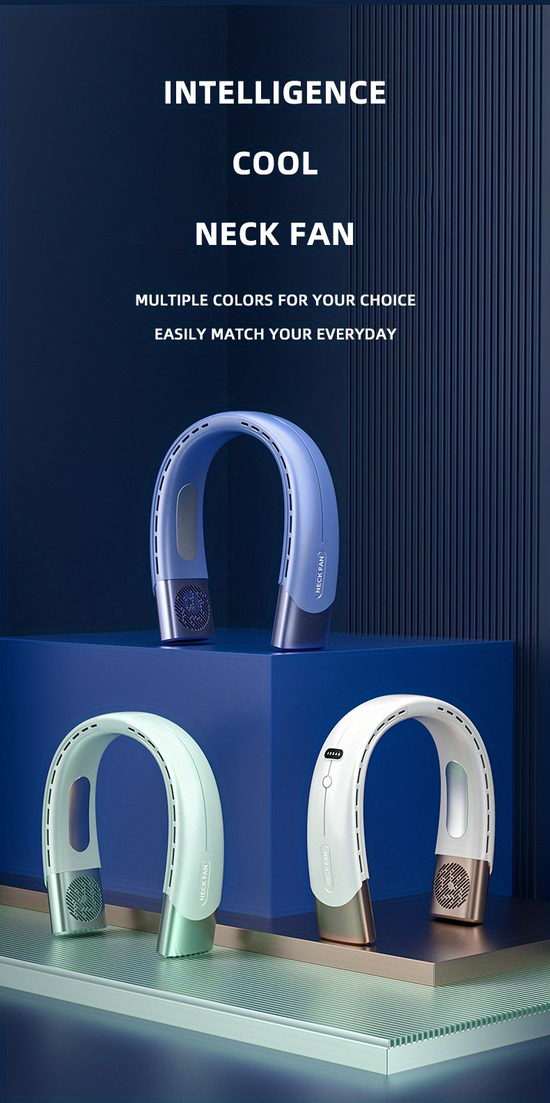 1pc Bladeless Portable Neck Fan With 4000mah Rechargeable Battery, Usb ...