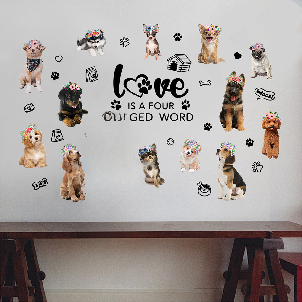 Dog Wall Decals Pvc Floral Crowns Paw - Temu Australia