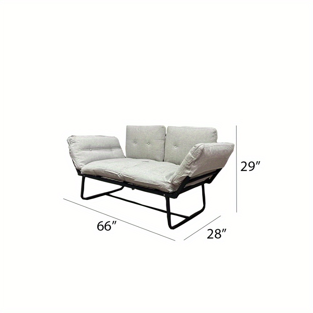 1pc Modern Loveseat Futon For Living Rooms And Bedroom, Adjustable Arms ...