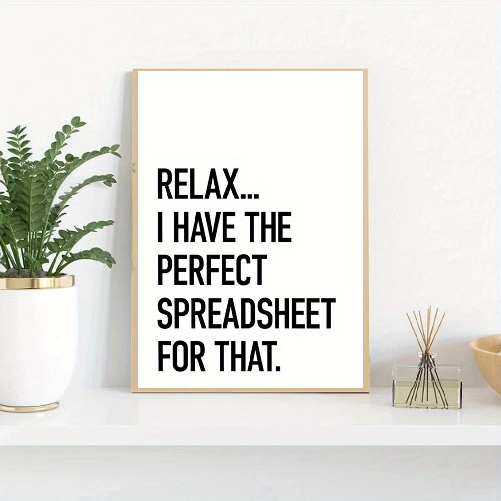 Art Deco Style Poster "relax.. Perfect Spreadsheet " - Temu