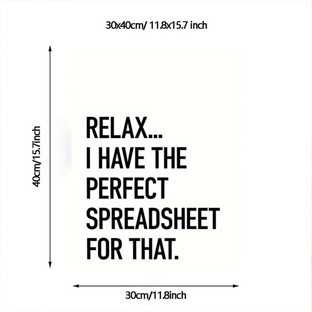 Art Deco Style Poster "relax.. Perfect Spreadsheet " - Temu