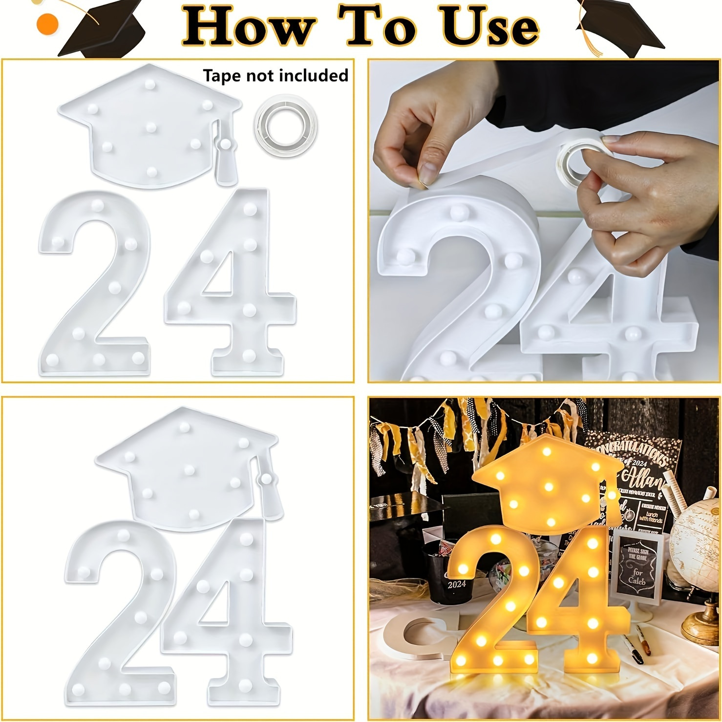 Class 2024 Graduation Decorations: 2 Led Marquee Light - Temu Japan