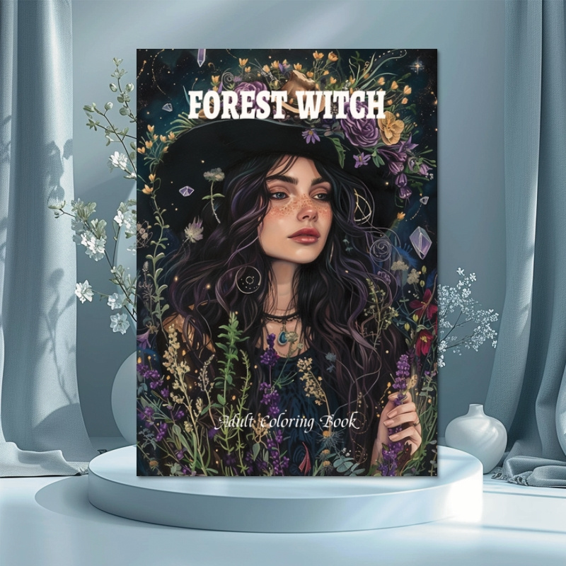 Forest Witch Adult Coloring Book - Plain Ruled, 22-page Thick Paper ...