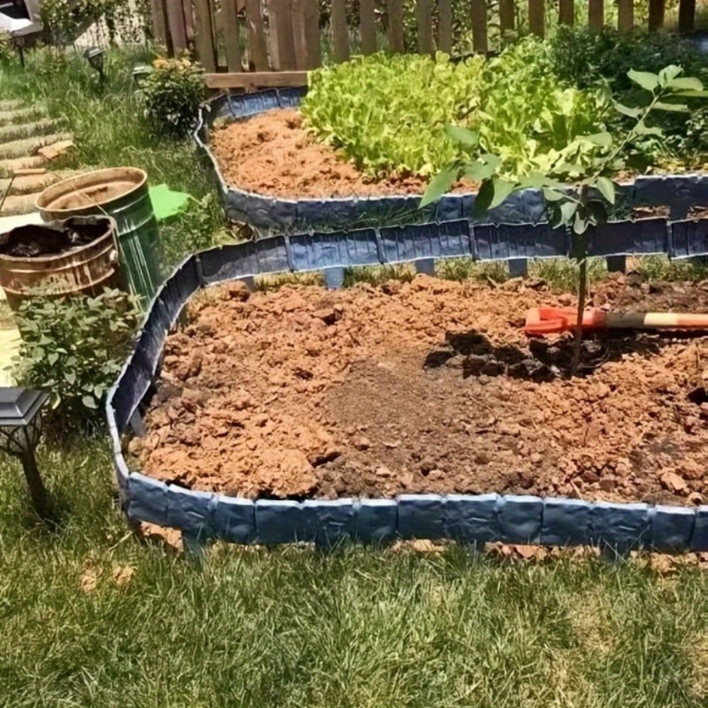 10-piece Gray Stone Look Garden Edging - Durable Plastic Borders For ...