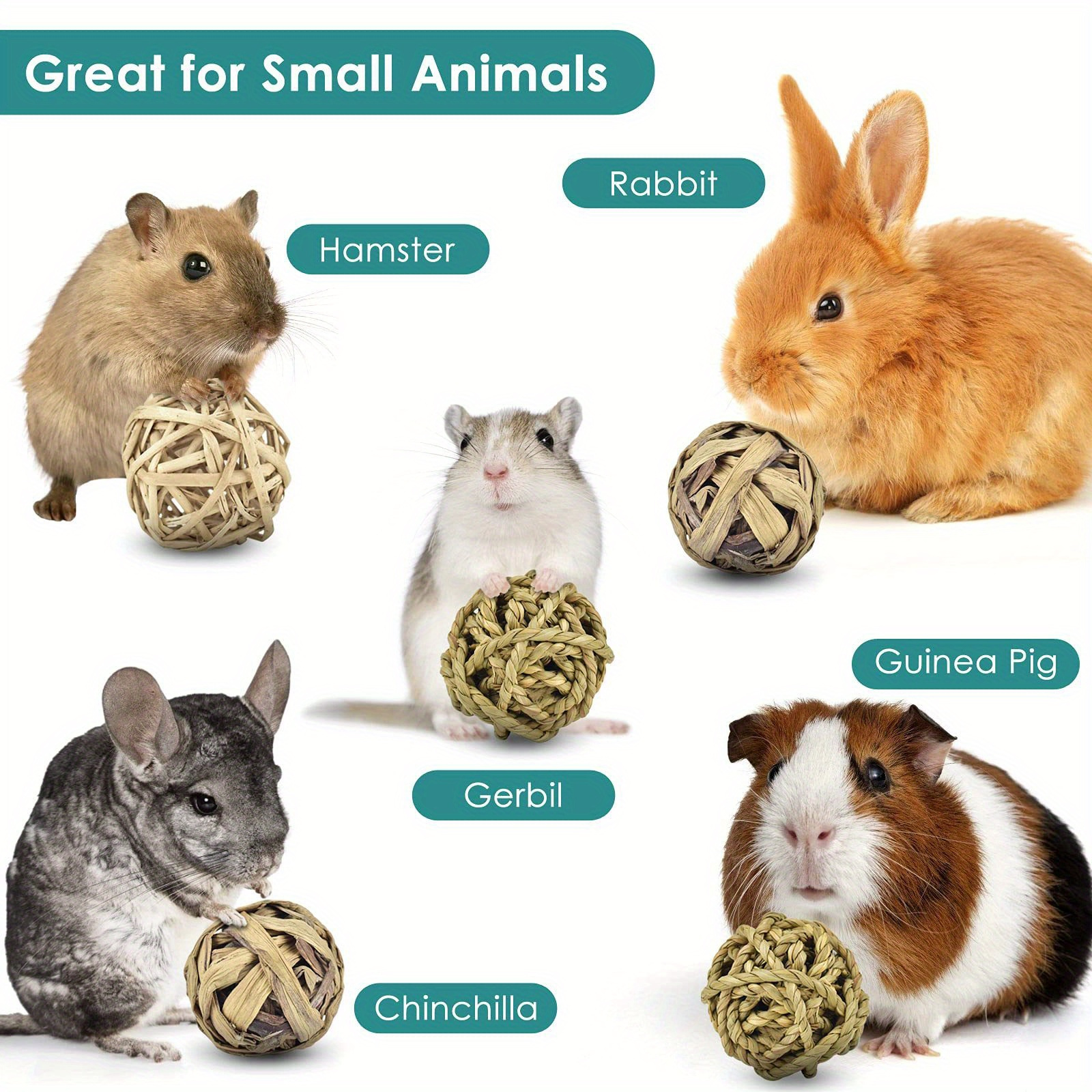 Natural Woven Grass Chew Balls For Small Pets - Play & Roll Toys For ...