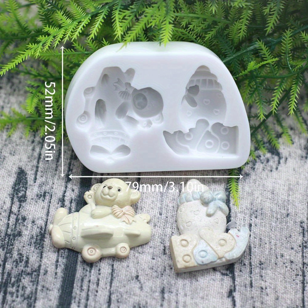 Silicone Fondant Mold 3d Cartoon Bear Train Sailboat Shapes - Temu