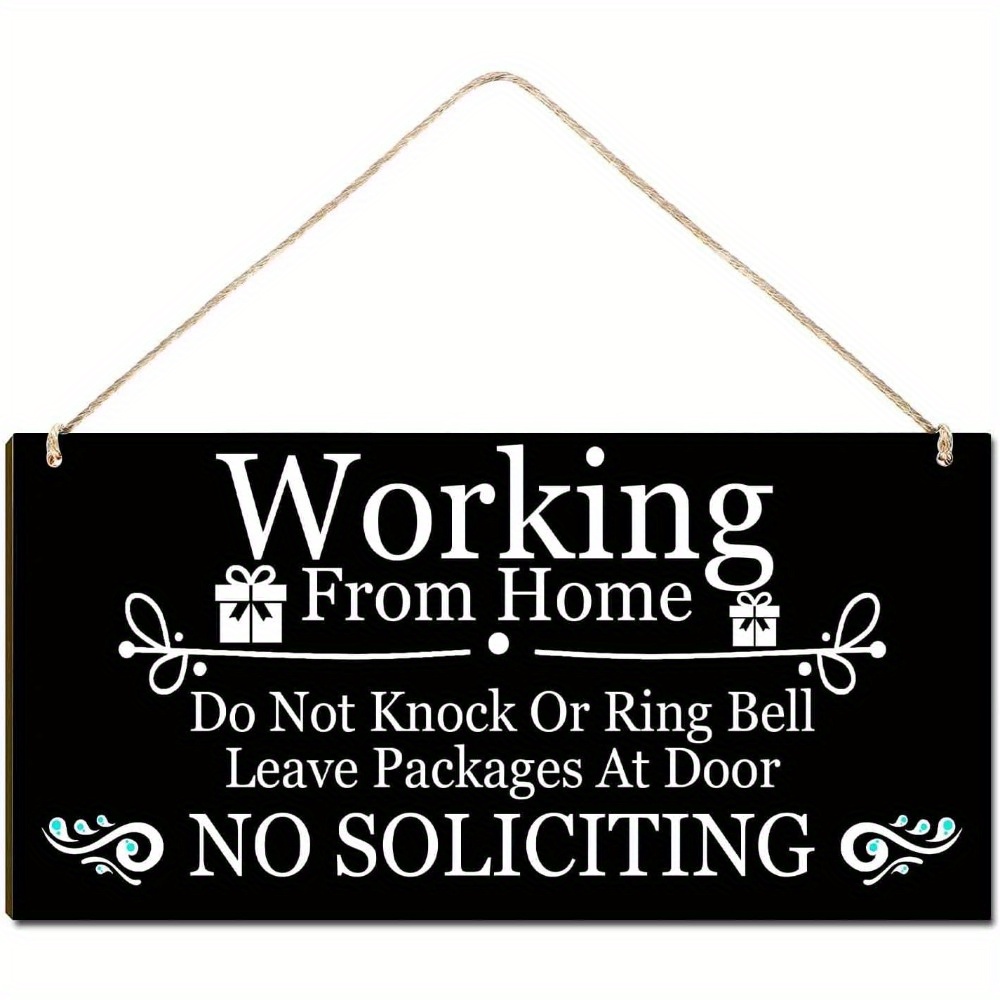 Wooden 'working Home' Door Sign Not Knock Ring Bell Leave - Temu