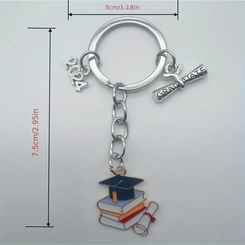 2024 Graduate Keychain For Men College Themed With Grad Cap Charms ...