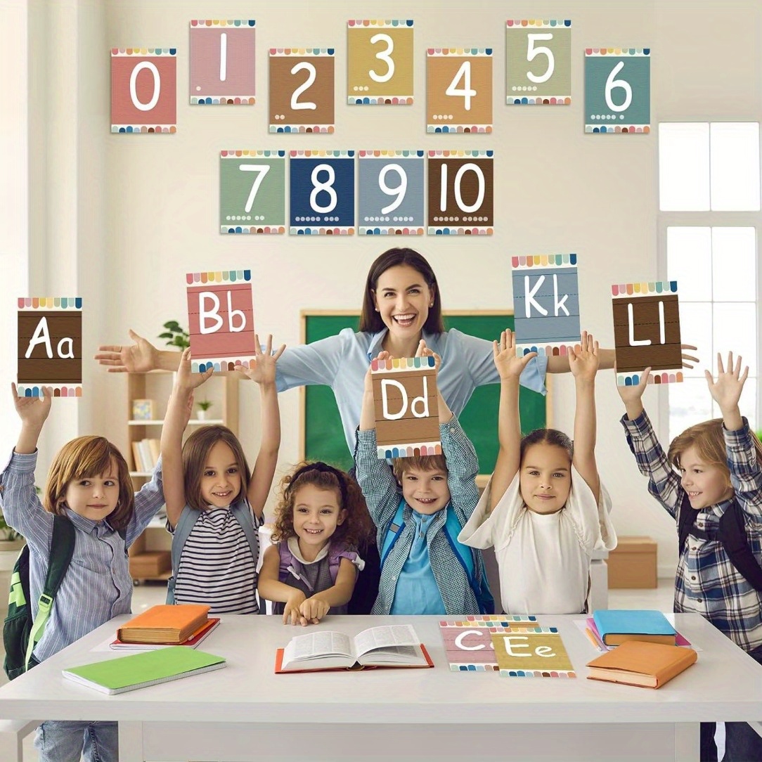 Alphabet Wall Decor 36 Pieces Alphabet Bulletin Board Set, Number ABC ...