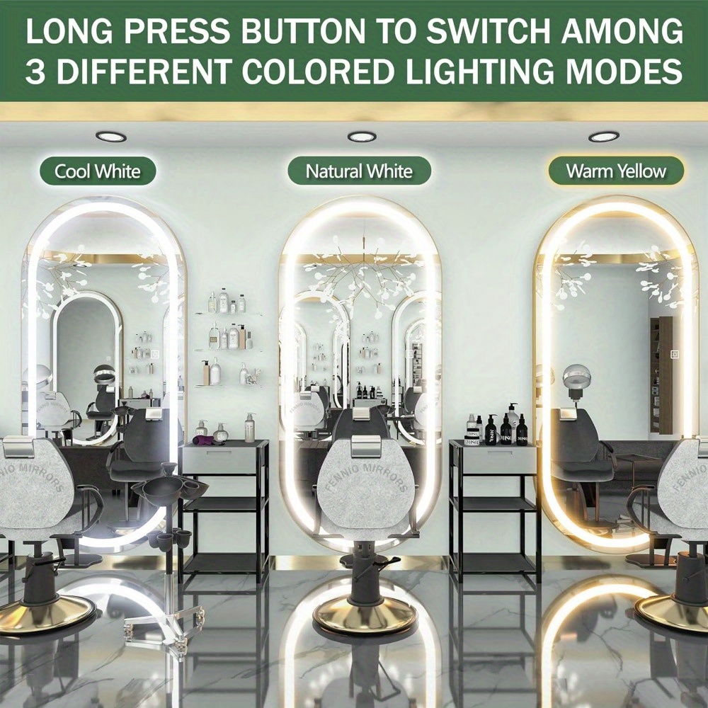 Fennio 70"x32" Large Luxury Wall Mounted Mirror With Led Lights - Oval ...