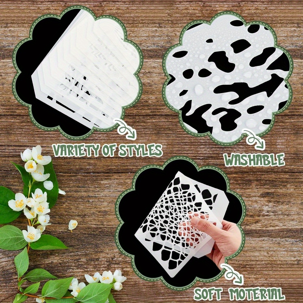 Wildflower Stencil Set Diy Crafts Reusable Pet Plastic - Temu