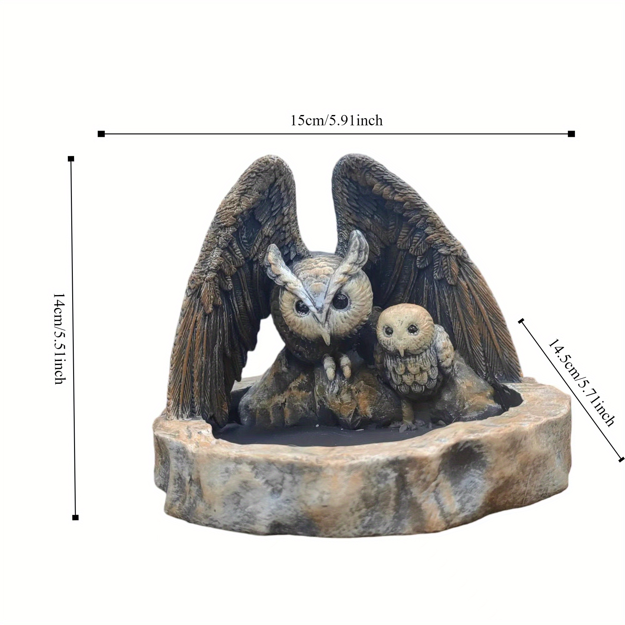 Rustic Resin Owl Statue With Wings - Animal Themed Outdoor Garden Decor ...