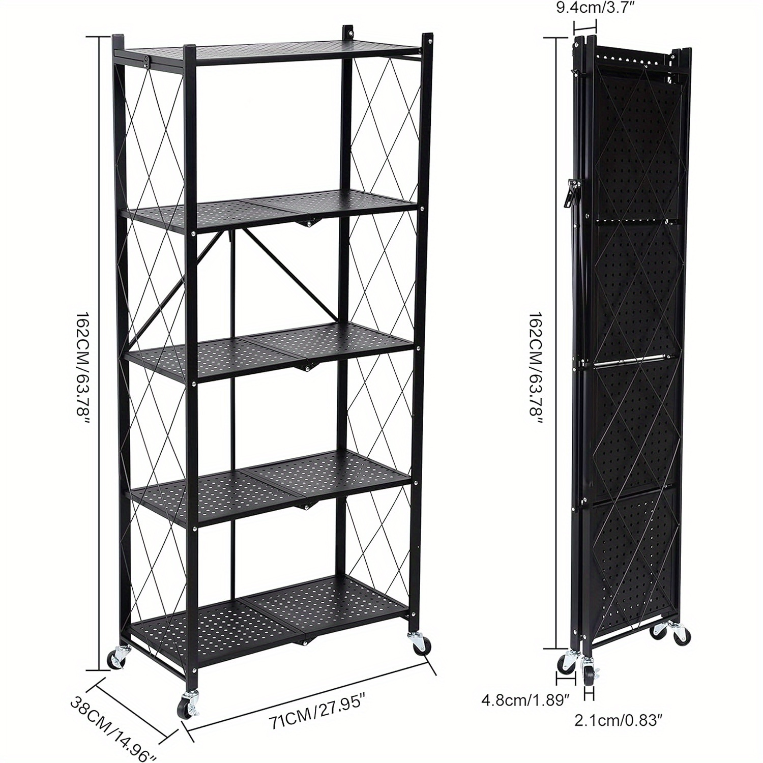 Track Seven 5-tier Storage Shelving Unit W/hooks And Wheels, 27.95"x14 ...