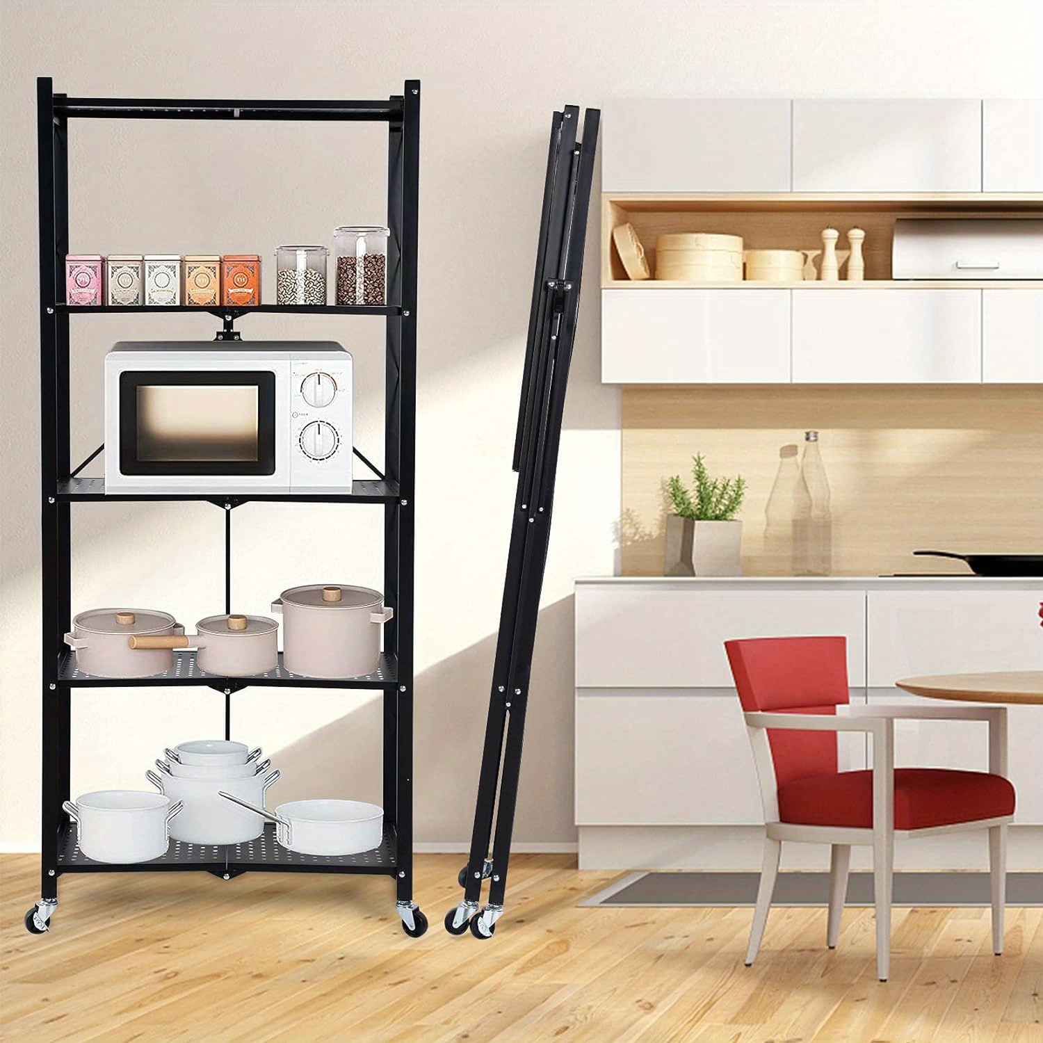 Track Seven 5-tier Storage Shelving Unit W/hooks And Wheels, 27.95"x14 ...