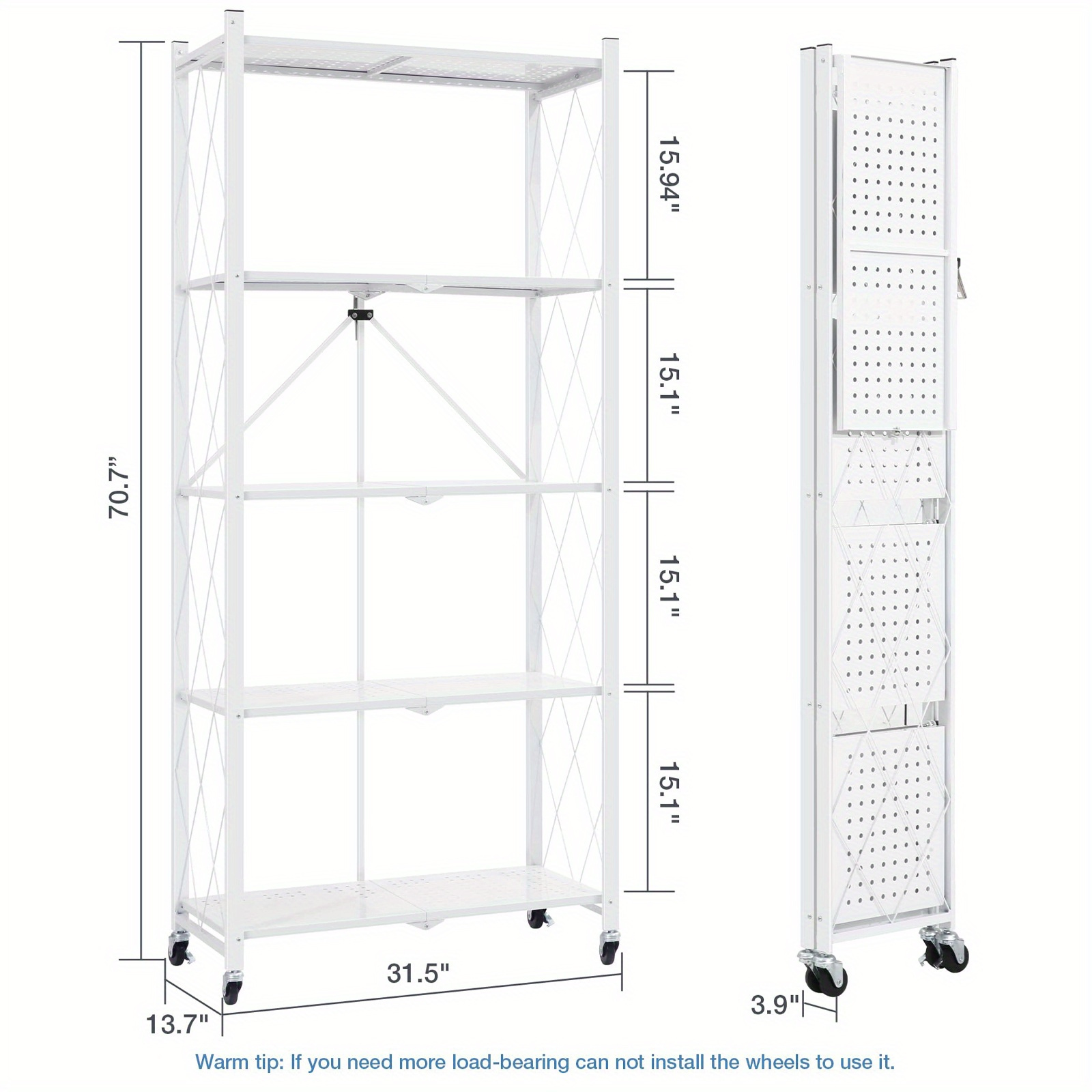 Track Seven 5-tier Storage Shelving Unit W/hooks And Wheels, 27.95"x14 ...