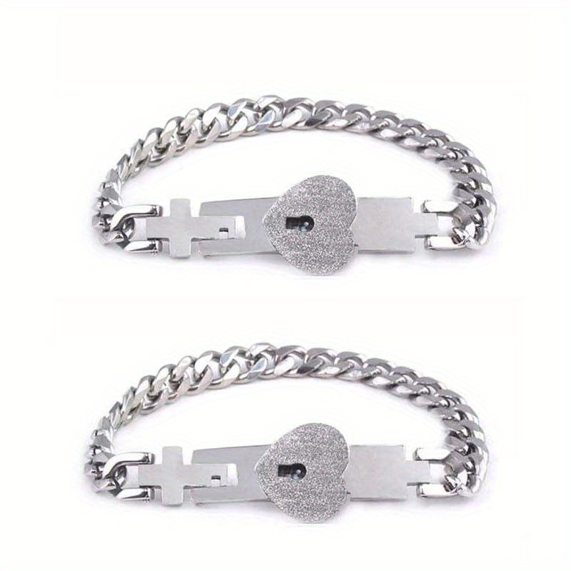 Couples Lock Bracelets Friendship Matching Bracelet Long distance BG GF 2 pieces lock bracelet