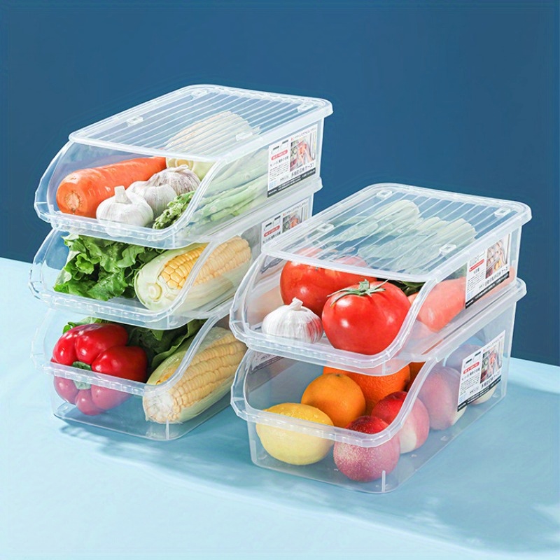 Stackable Clear Plastic Storage Bins Lids - Temu