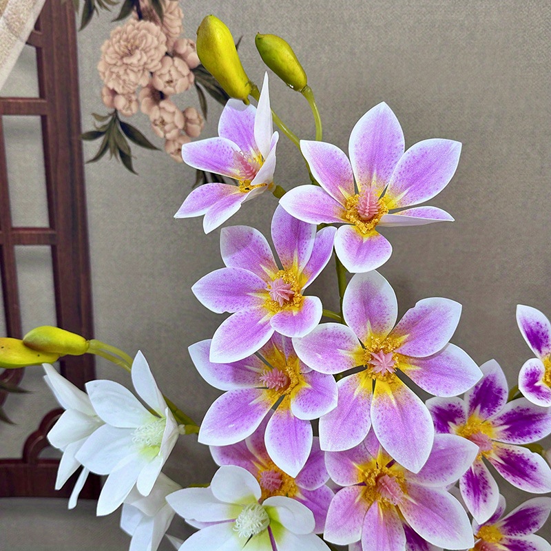 1pc Artificial Orchid Flowers Arrangement 7 Heads Faux Magnolia Floral ...