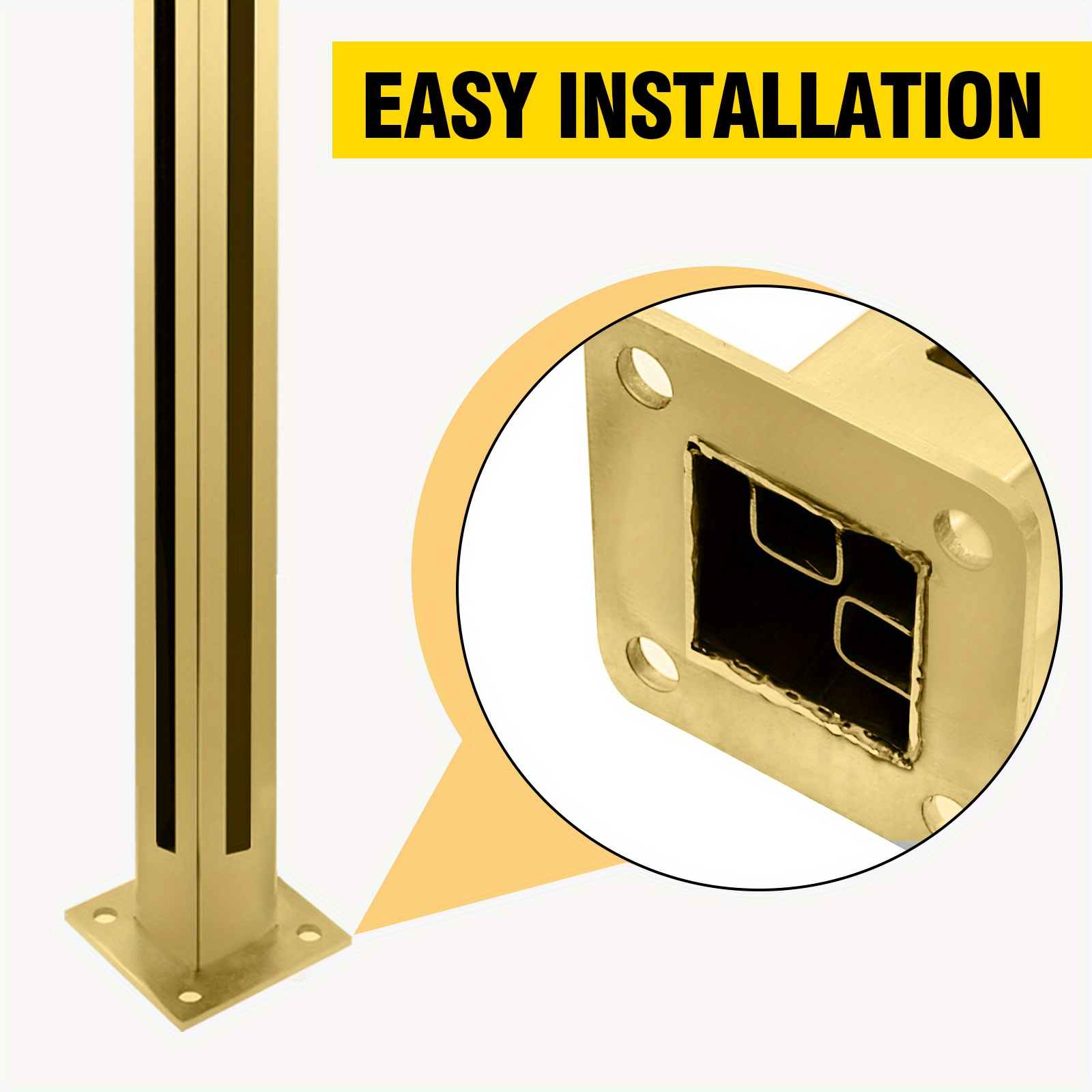 23.6" Square Balustrade Corner Post 304ss Gold Glass Railing Fence ...