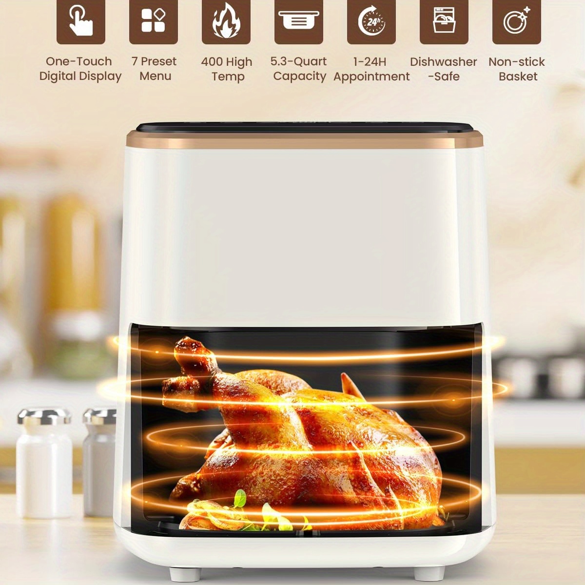 Air Fryer 5.3qt Airfyer Viewing Window 7 Custom - Temu