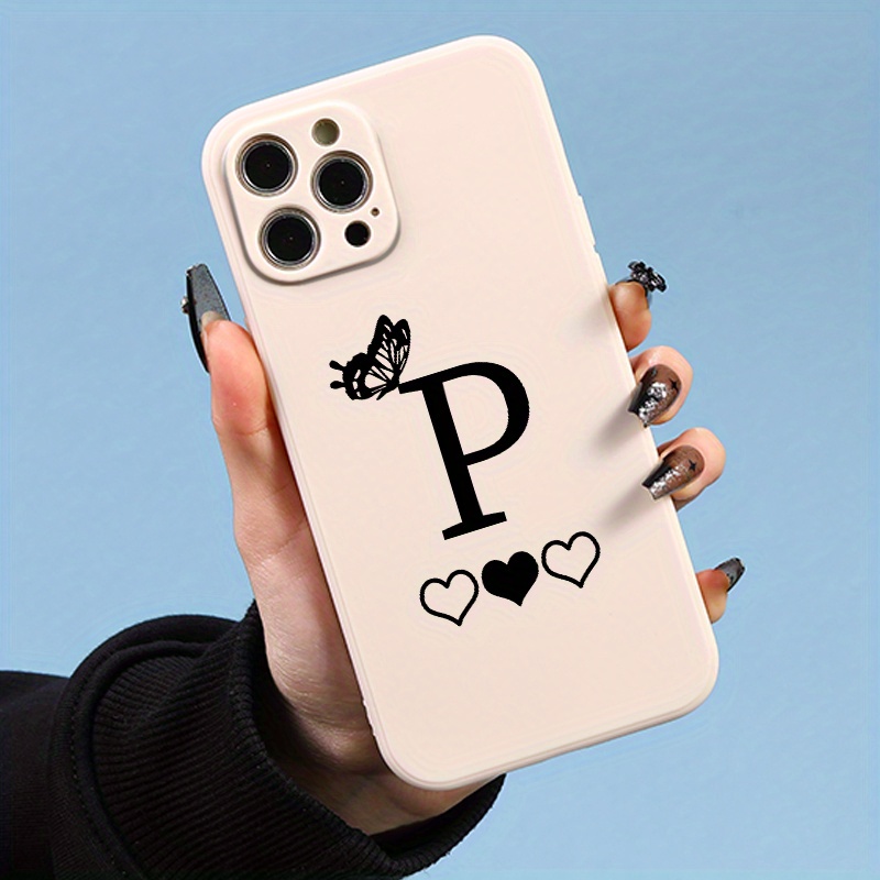 Luxury Silicone Pattern P White Phone Case For Iphone15 14 13 12 11 Pro ...