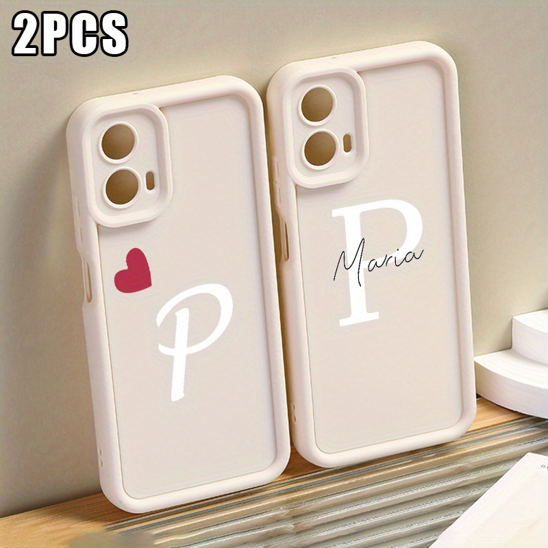 2pcs/1set Luxury Shockproof For S23 S24 A04 Pattern Letter P Phone Cases For A05s A70 P55 5g ...