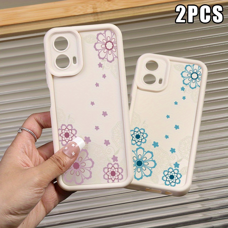 Ensemble Deux Coques Téléphone En Silicone Floral Motorola - Temu Canada