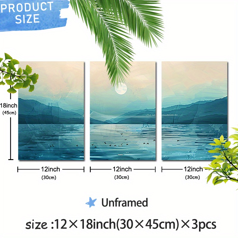 Ensemble 3 Impressions D'art Mural Paysages Marins Roulés - Temu Canada