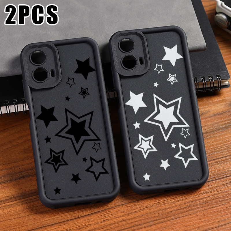 Cases] Motorola Pattern Black White Stars Phone Cases Moto - Temu