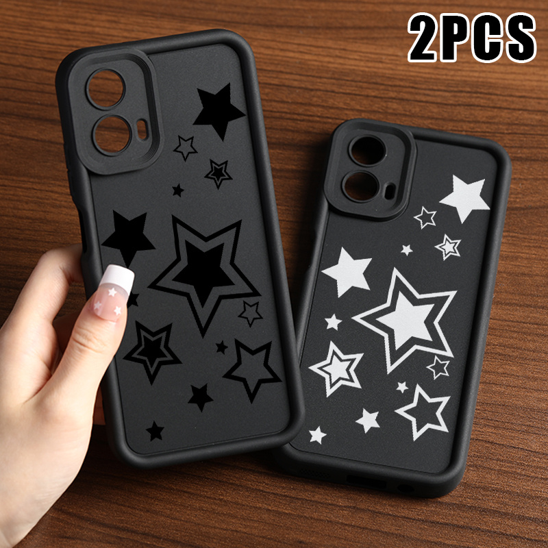 Cases] Motorola Pattern Black White Stars Phone Cases Moto - Temu