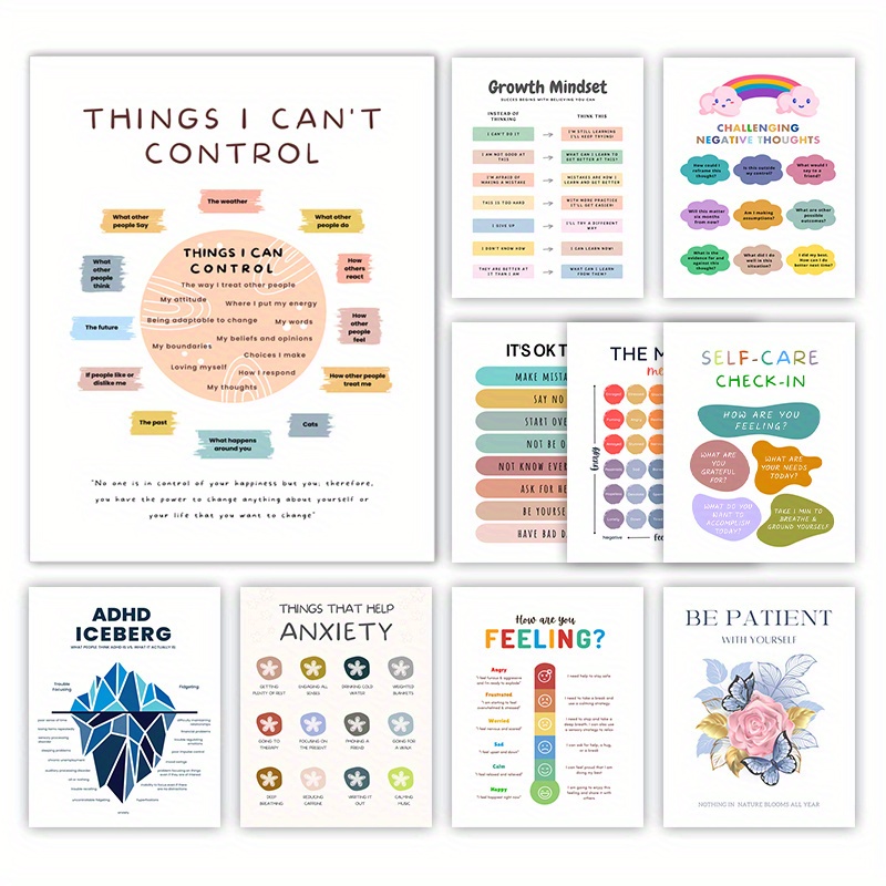 Ensemble De Posters De Thérapie Et De Conseil : 10 Choses Que Je Peux ...