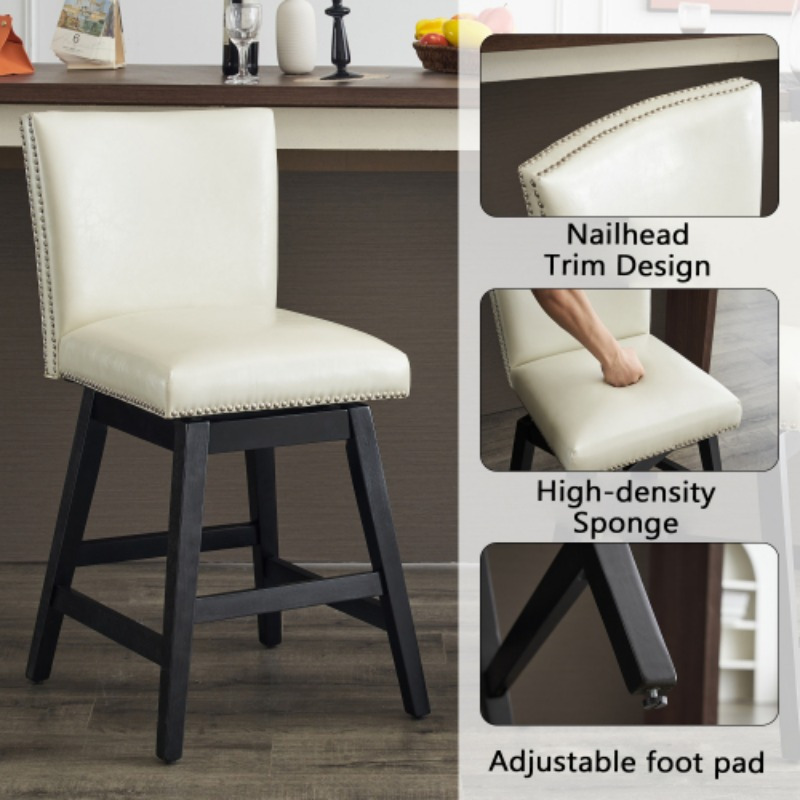Swivel Bar Stools Modern Pu Leather High Back Counter Stools - Temu