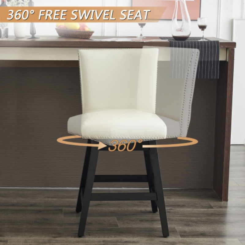 Swivel Bar Stools Modern Pu Leather High Back Counter Stools - Temu