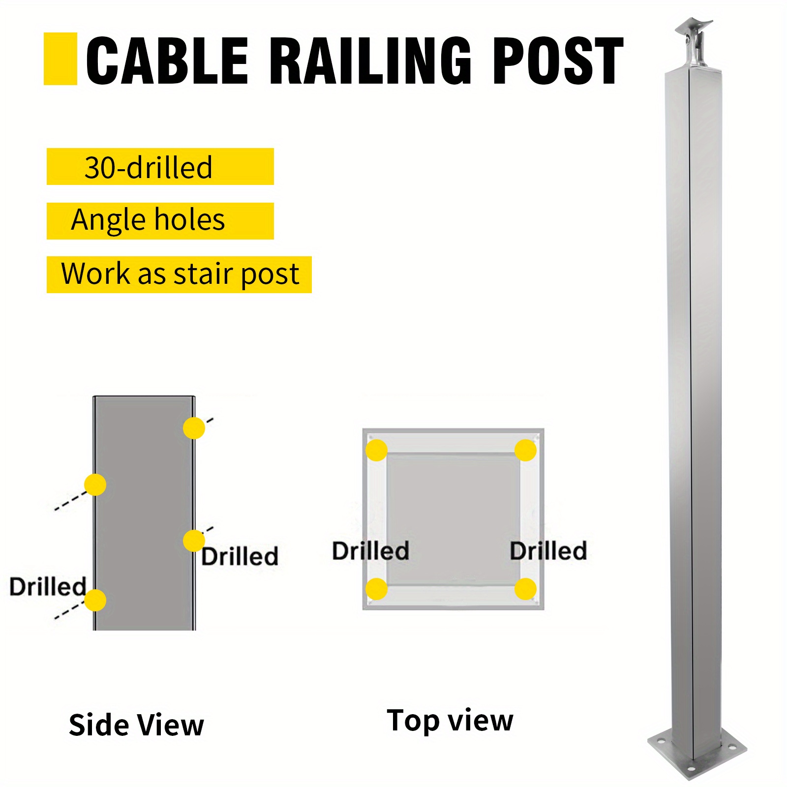 304 Stainless Steel Cable Railing Post Deck Railing Kit - Temu
