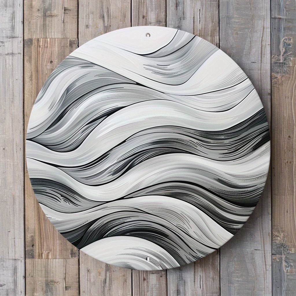 Soothing Rhythm Waves - Round Aluminum Wall Art, 2d Printed Motion ...