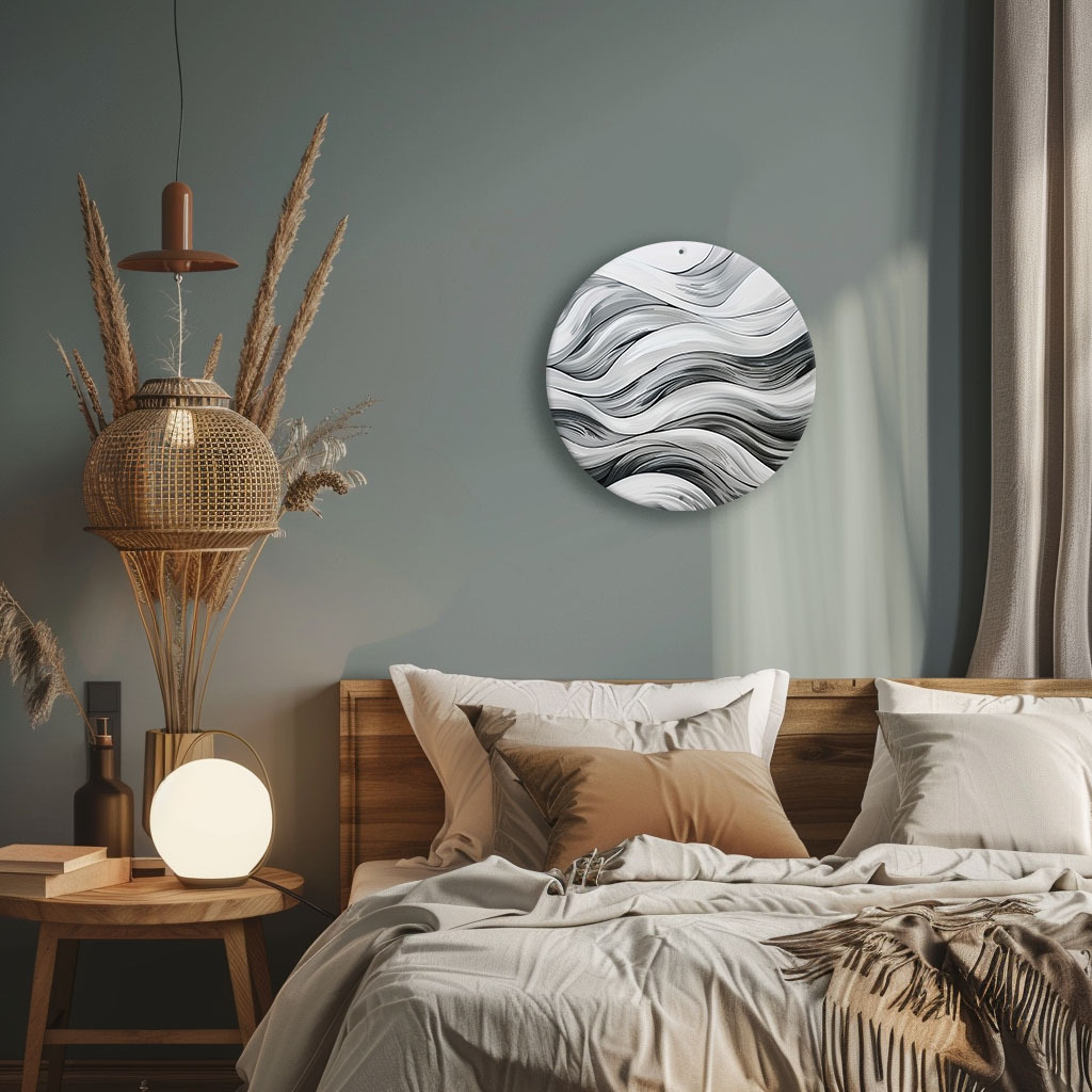 Soothing Rhythm Waves - Round Aluminum Wall Art, 2d Printed Motion ...