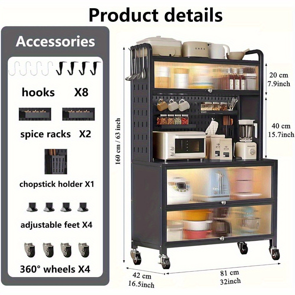 Rack Storage Cabinet 5 tiers Microwave Stand Kitchens - Temu
