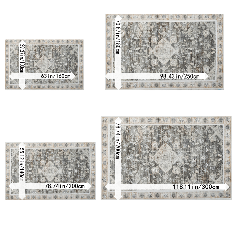 Bohemian Large Area Rug - Non-slip Polyester Carpet With Velvet, 800g ...