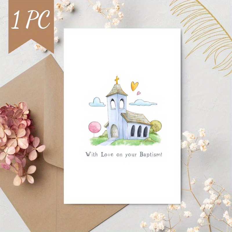 세례 인사말 카드 1개 내부가 비어 있음 종교적 세례 초대장 감사 메모 중소기업을 위한 생일 선물 카드 독특 Temu