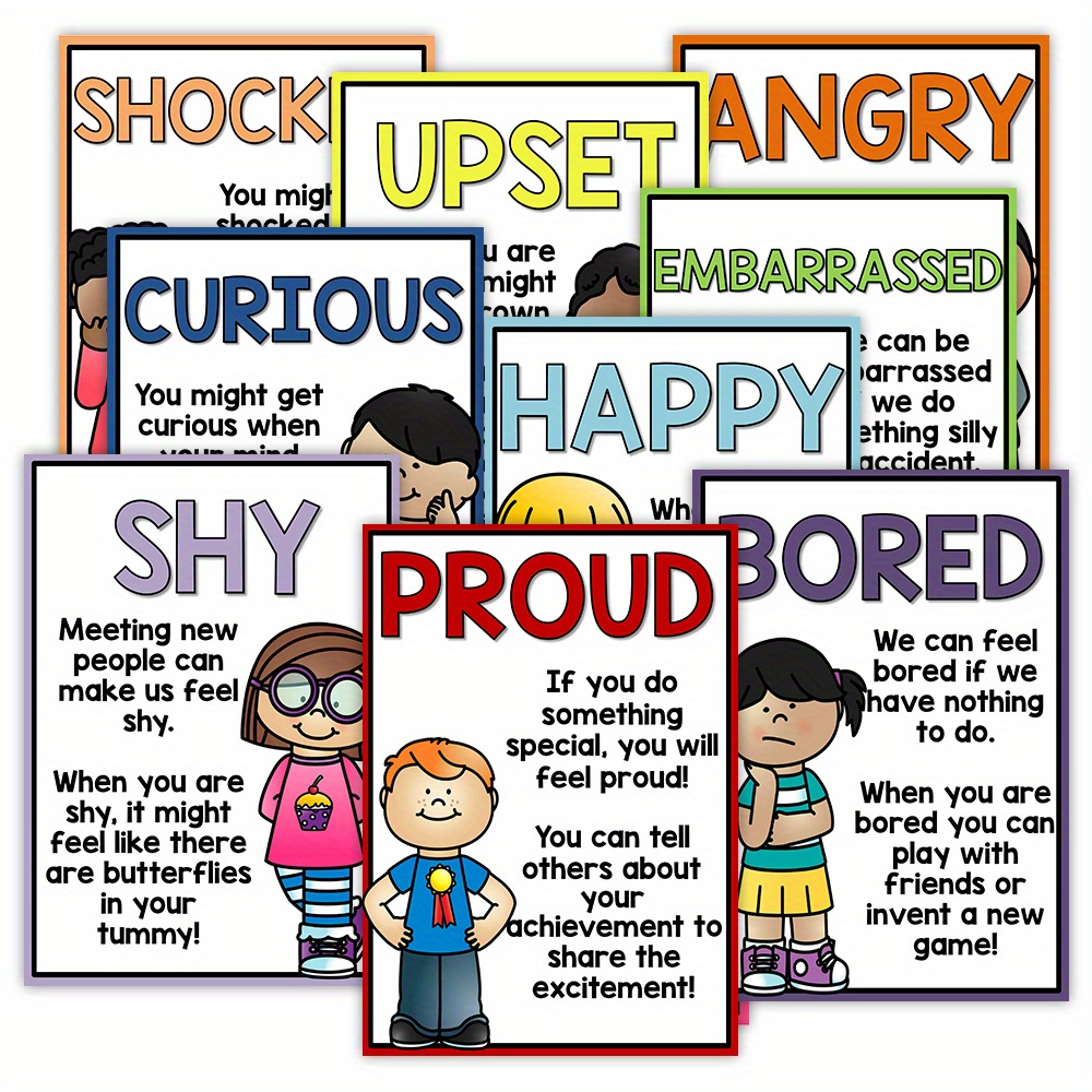 Feelings Poster Kids Feelings Chart Poster - Emotions Learning Chart ...