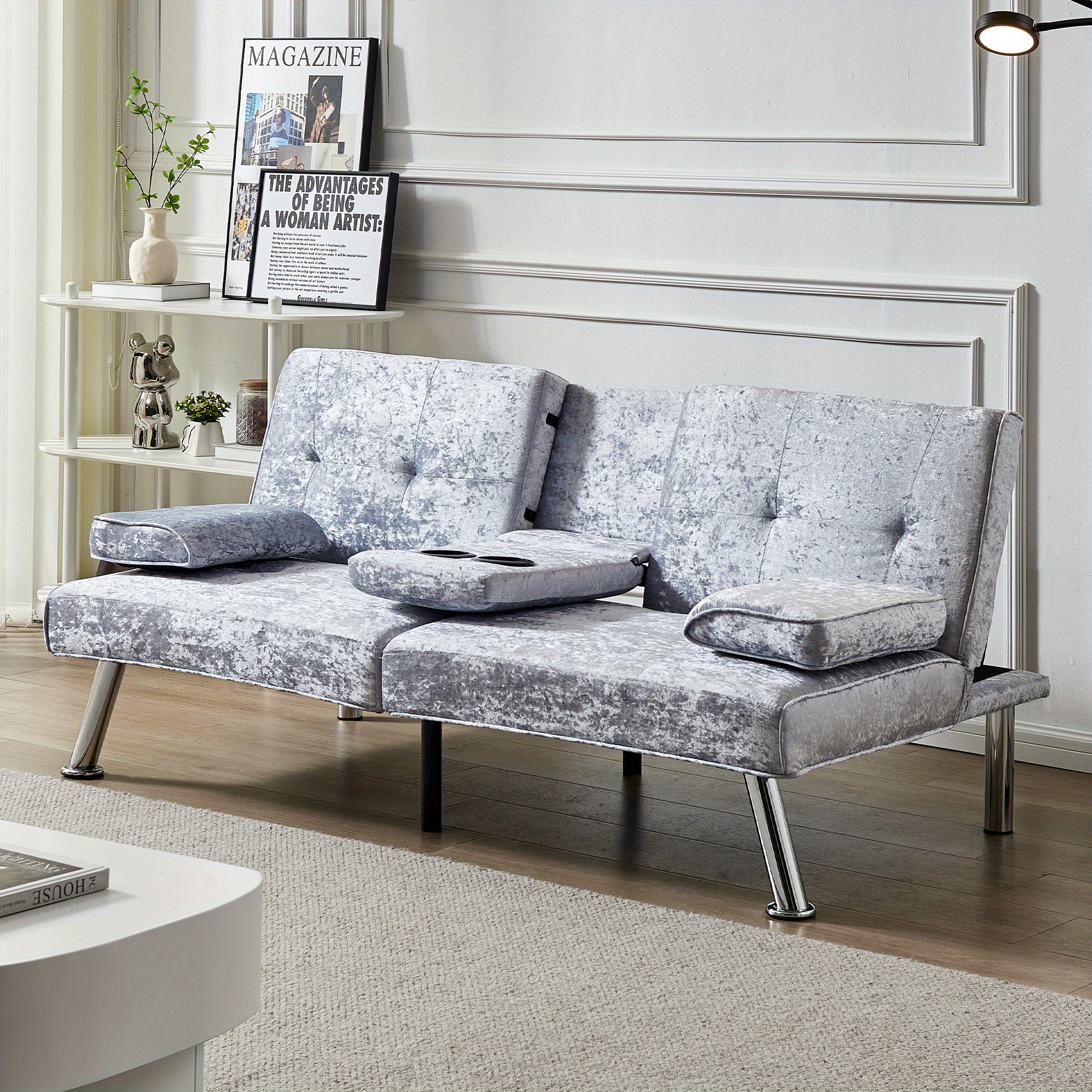 sofa bed velvet loveseat futon sofa bed removable armrests Temu