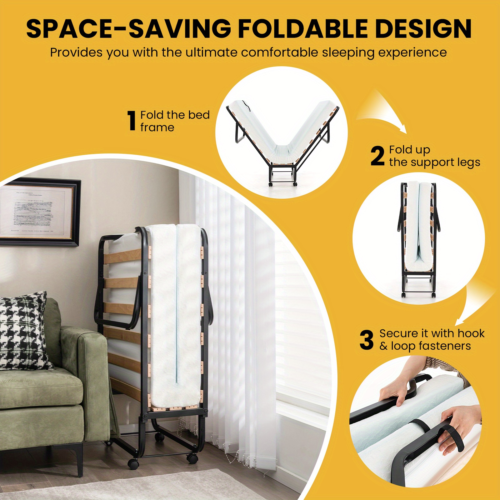 folding bed portable metal guest bed Temu United Kingdom