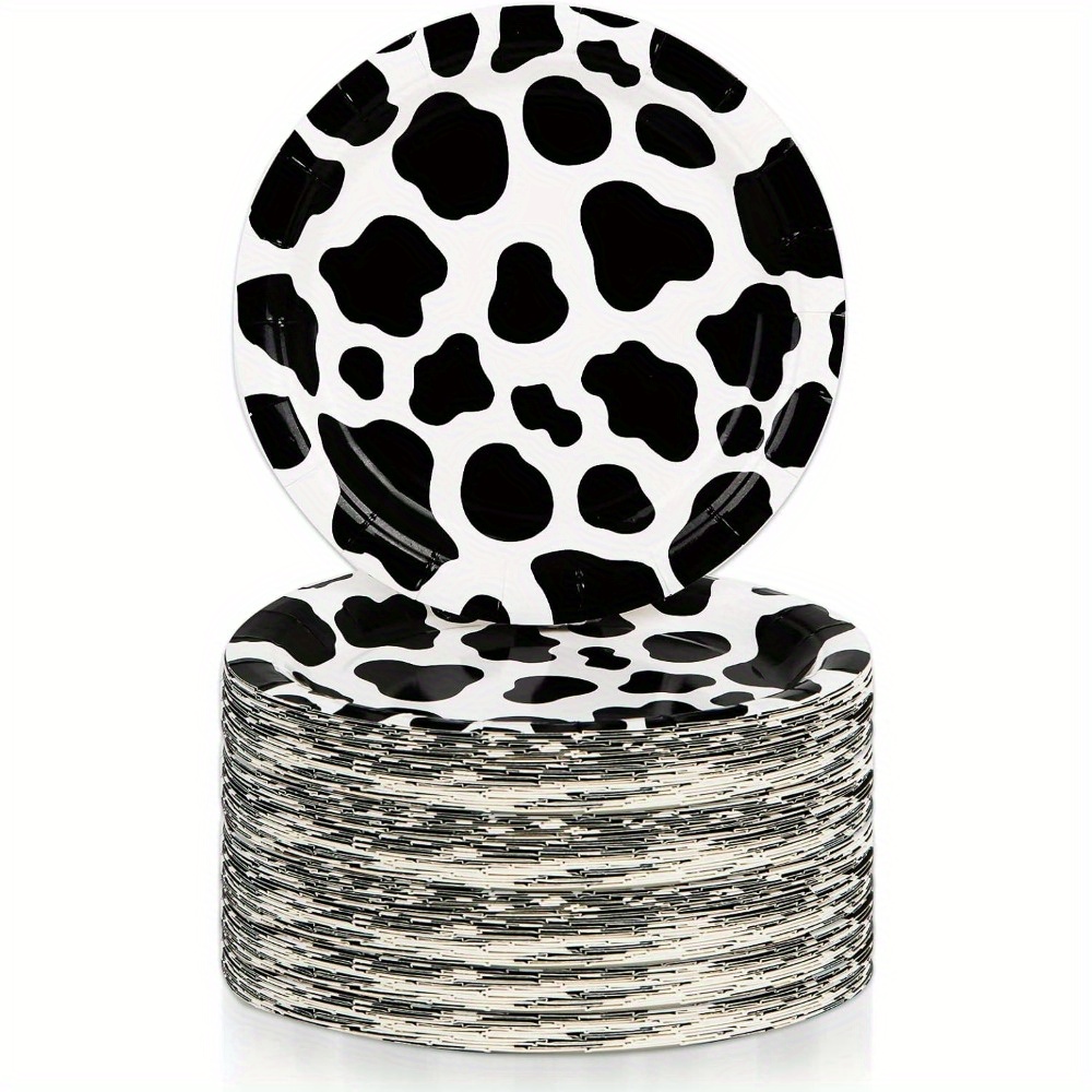 pcs cow print plates 7 inch cow print paper party - Temu
