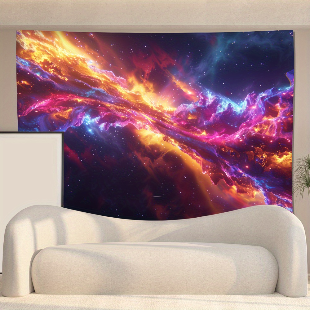 Vibrant Galaxy Tapestry Space Nebula Polyester Wall Hanging - Temu